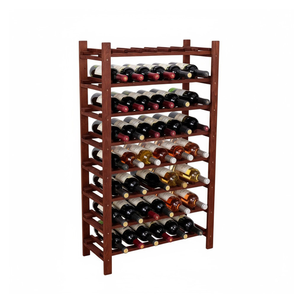 Suport pentru Sticle de Vin, di Vino, Transilvan, 56 Sticle, 8 Polite, Lemn Masiv, 120x70x29, Cires